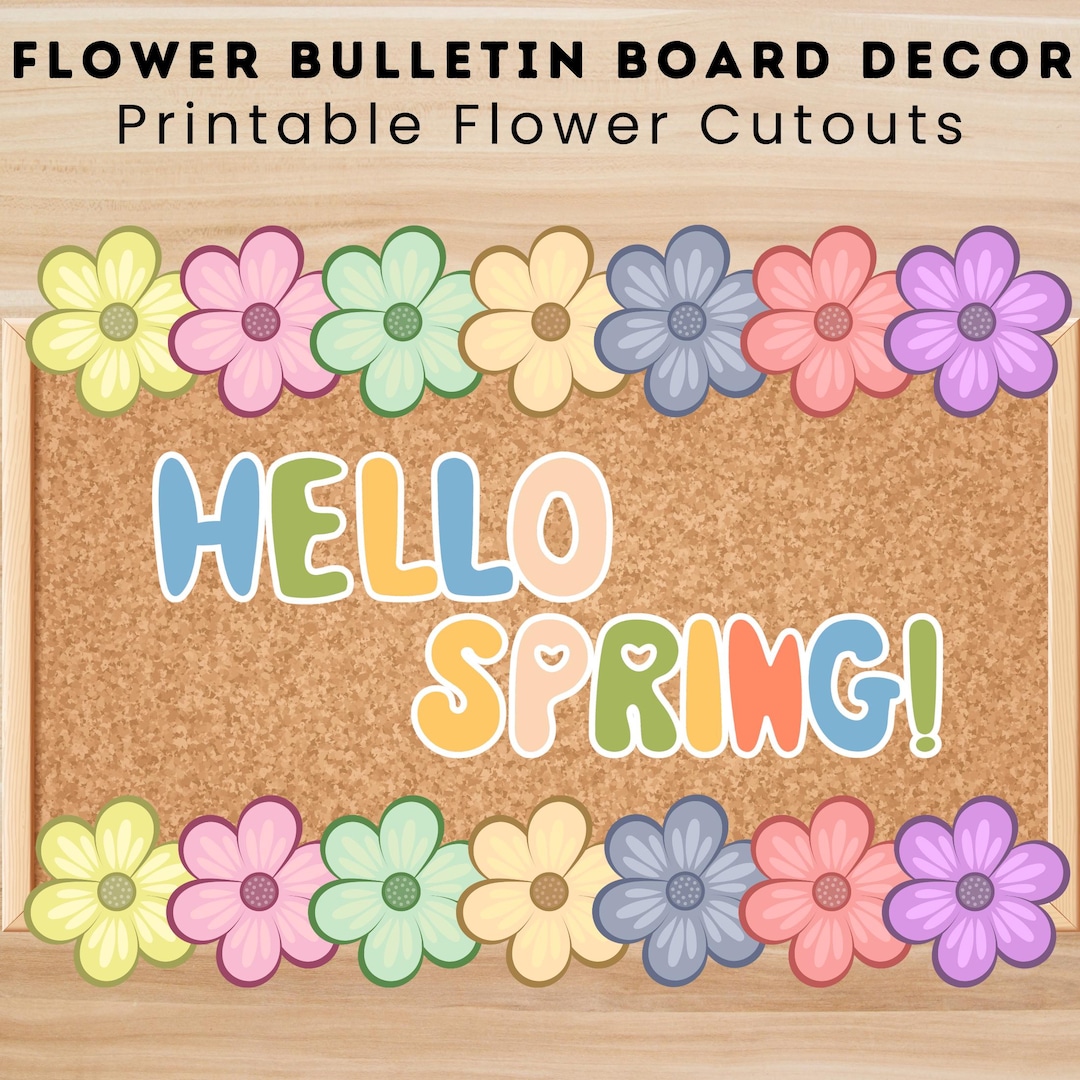 Spring Flower Bulletin Board Decor Printable, Flower Cutouts Classroom ...