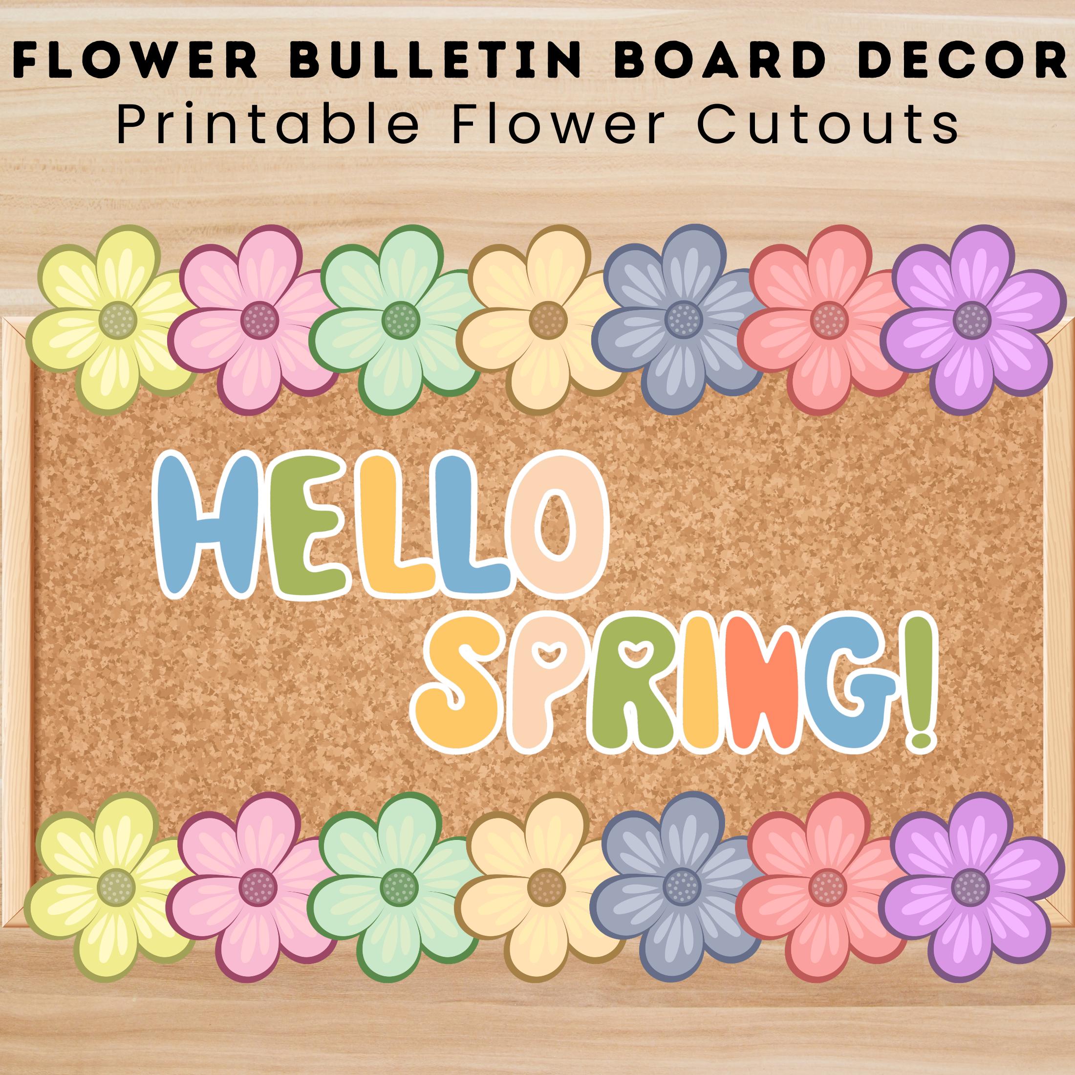 Spring Flower Bulletin Board Decor Printable, Flower Cutouts Classroom ...