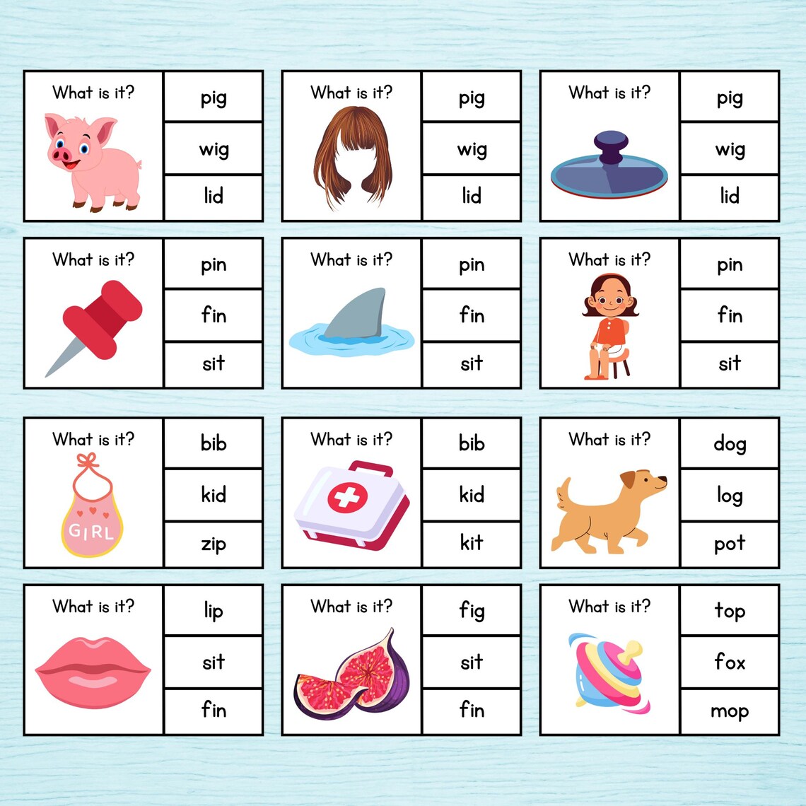 Montessori CVC Word Clip Cards – Printable Phonics Game (PDF) - Etsy