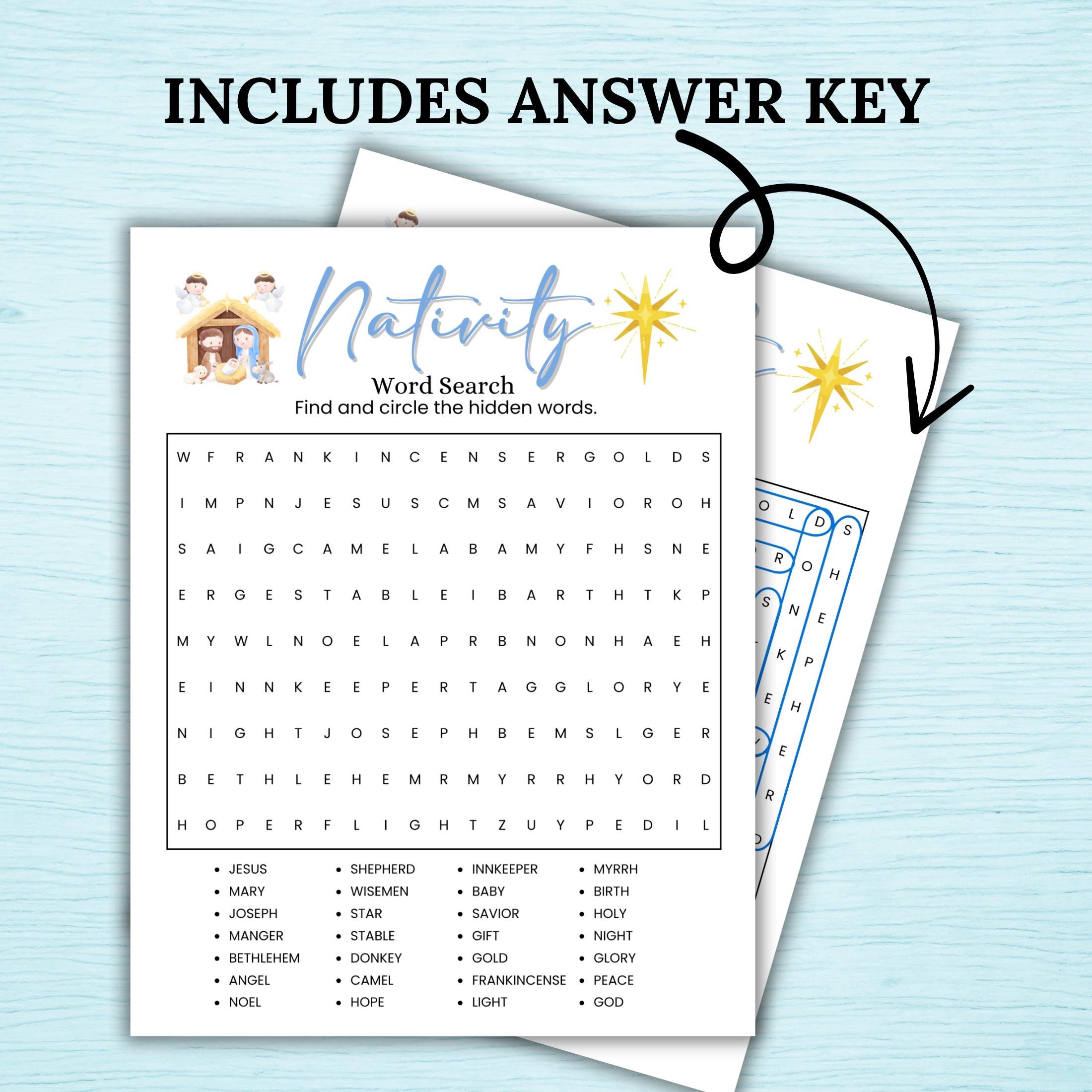 Nativity Word Search Printable: Christmas Activity for Teens & Adults ...