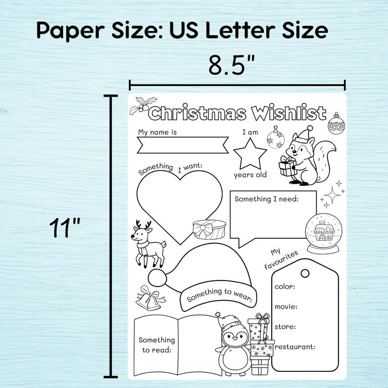 Christmas Wishlist Worksheet for Kids, Printable Holiday Wish List ...