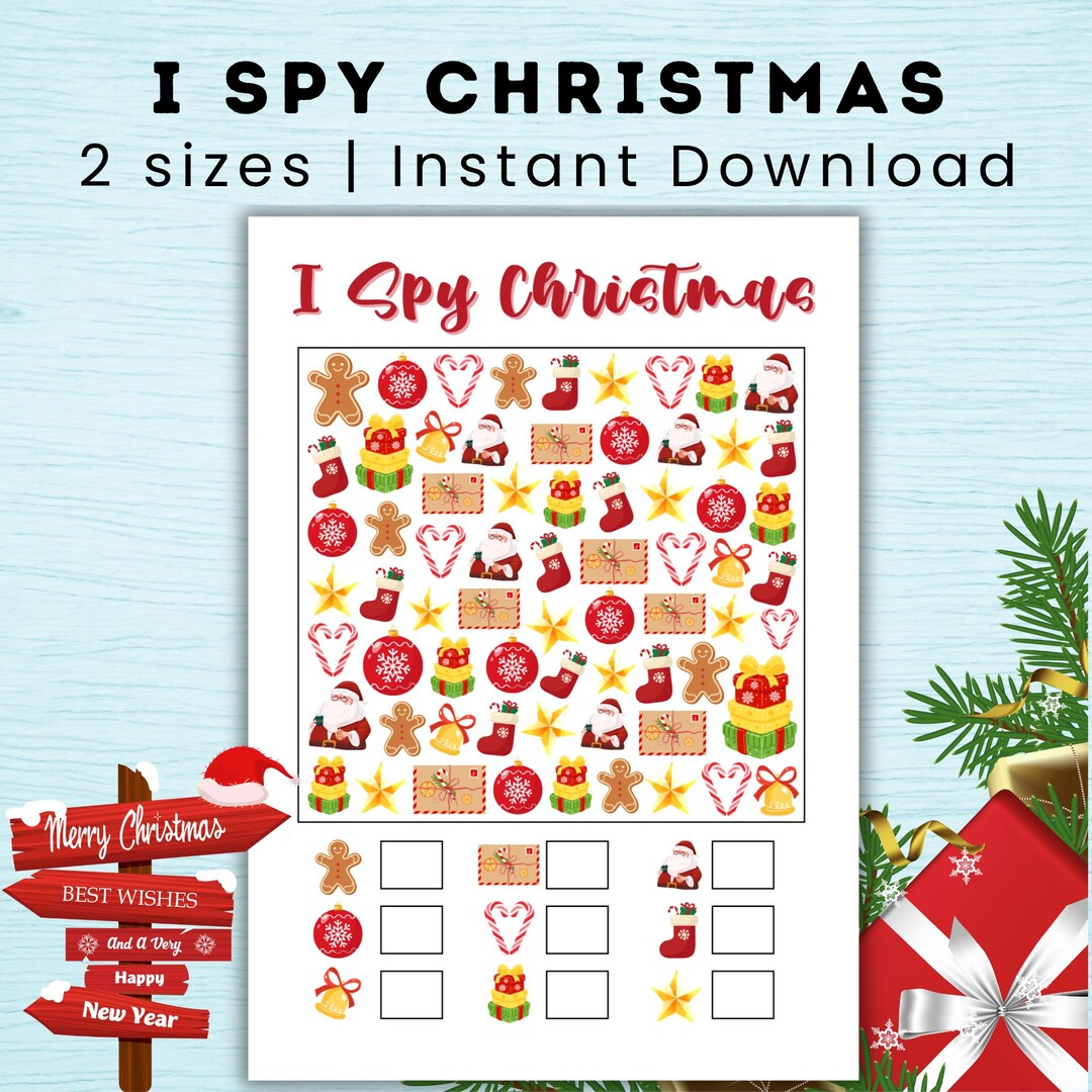 Christmas I Spy Game Printable Activity for Kids, Holiday Party Games ...