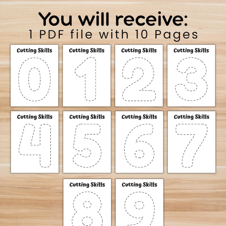 Number Scissor Skills Printable, Preschool Cutting Practice, Fine Motor ...