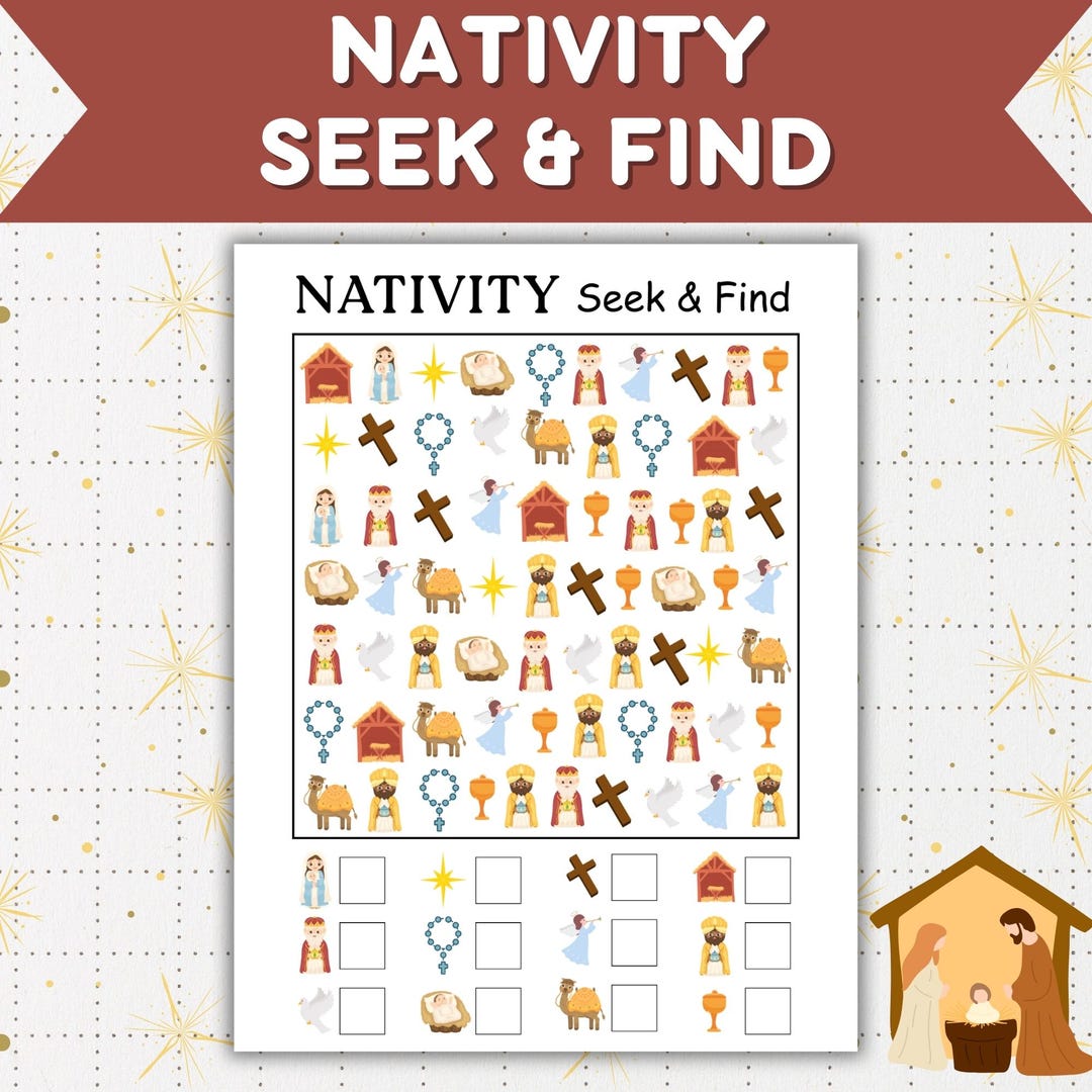 Nativity I Spy Game: Christmas Seek & Find Activity for Kids (printable ...