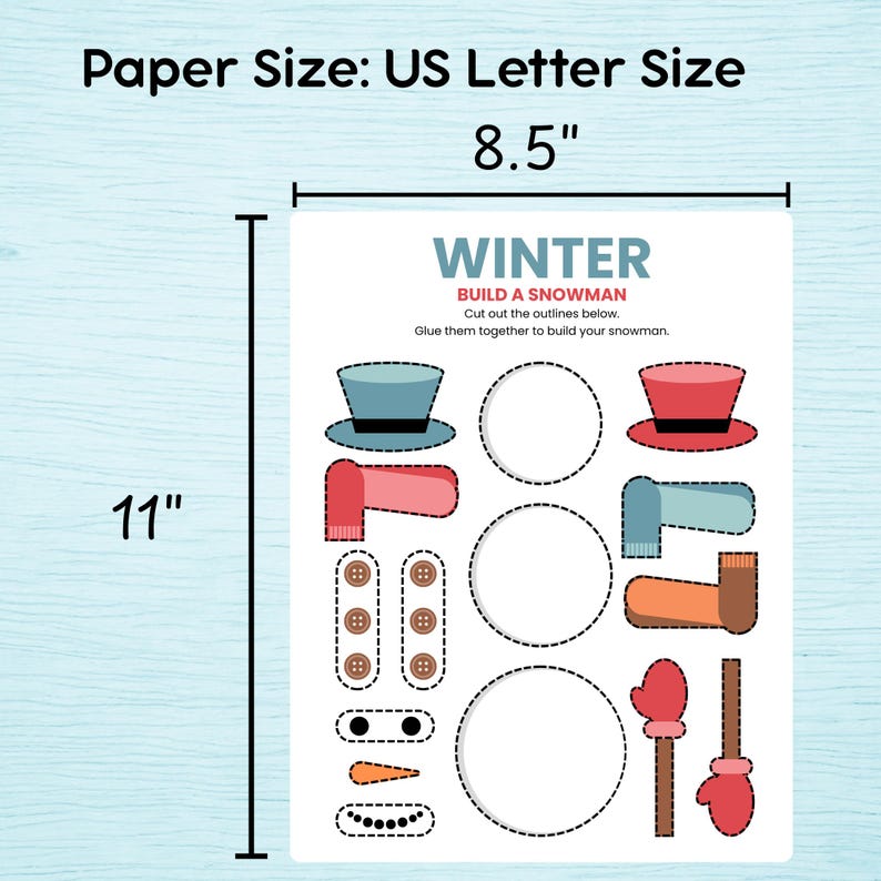 Build a Snowman Activity, Winter Craft Kit, Snowman Craft Worksheet ...