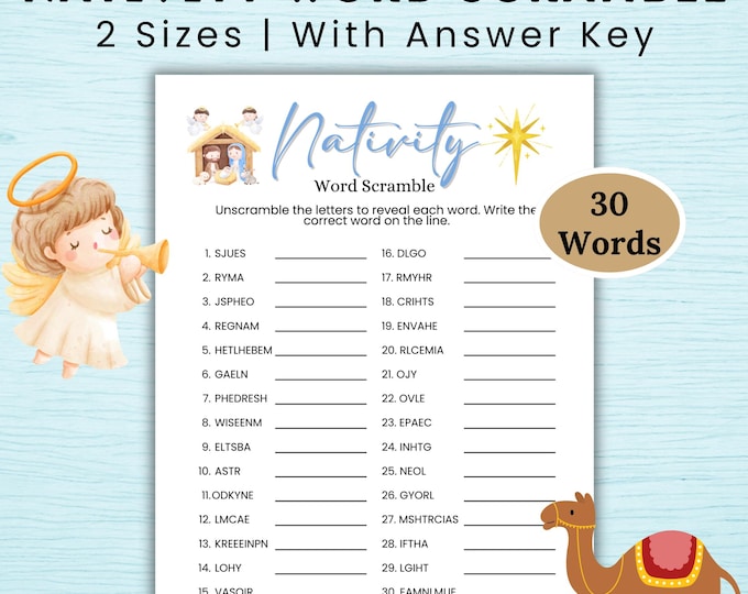 Nativity Word Scramble | Bible Games | Christmas Games | Nativity Games ...
