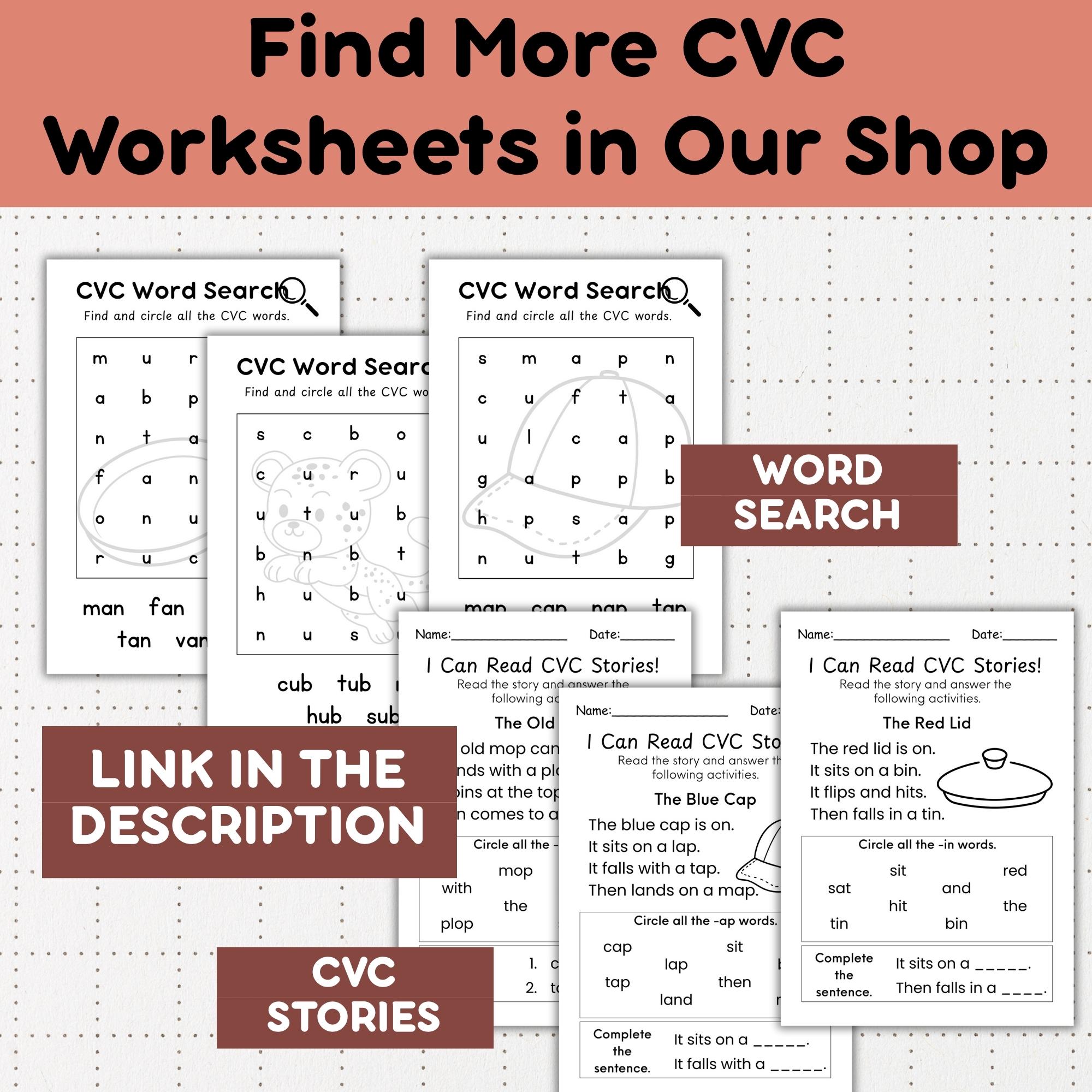Printable CVC Word Worksheet Bundle: 70-page Phonics Activities (PDF ...
