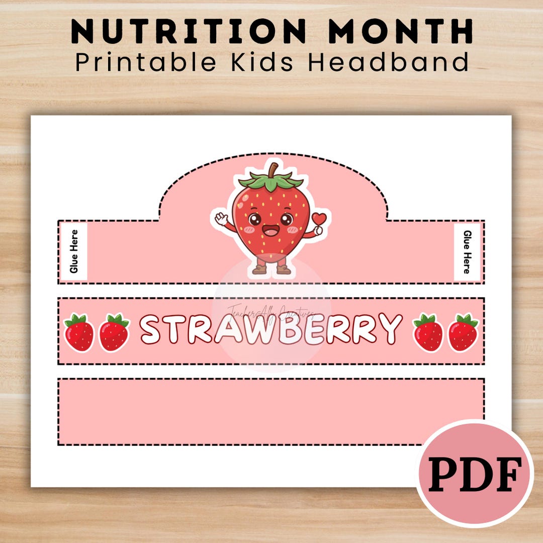 March Nutrition Month Kids Fruit Crown Headbands Printable, Healthy ...