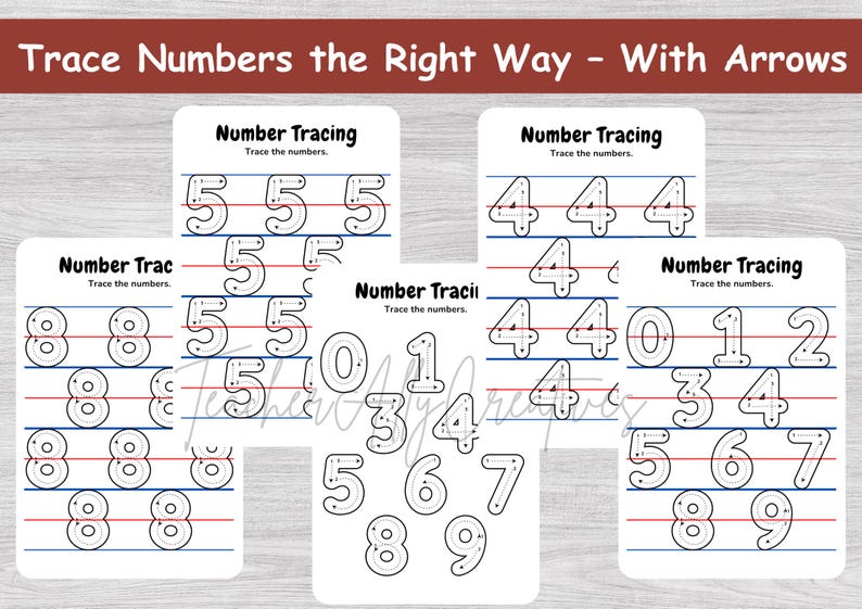 Number Tracing Worksheets 0-30: Preschool Kindergarten Handwriting ...