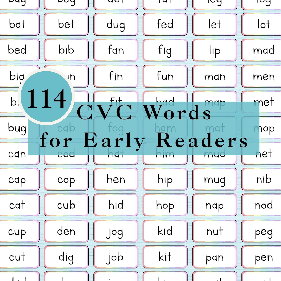 CVC Word List Flashcards: Phonics Early Reading Practice (digital ...