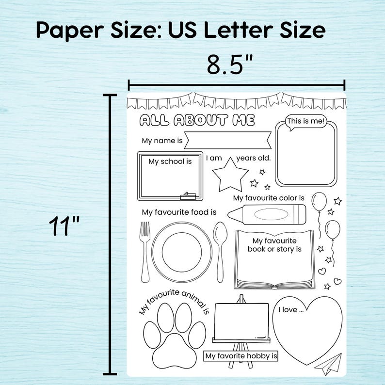 All About Me Coloring Page, Back to School Activity for Kids, Preschool ...
