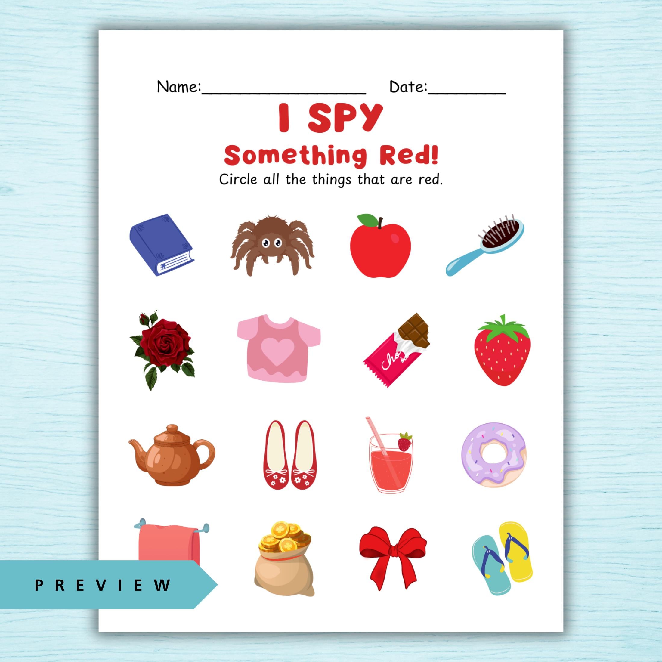 I Spy Colors Printable Worksheets – Kids Learning Activity (digital ...