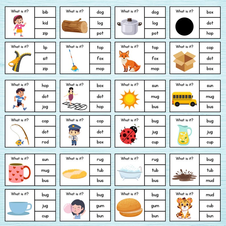 Montessori CVC Word Clip Cards – Printable Phonics Game (PDF) - Etsy