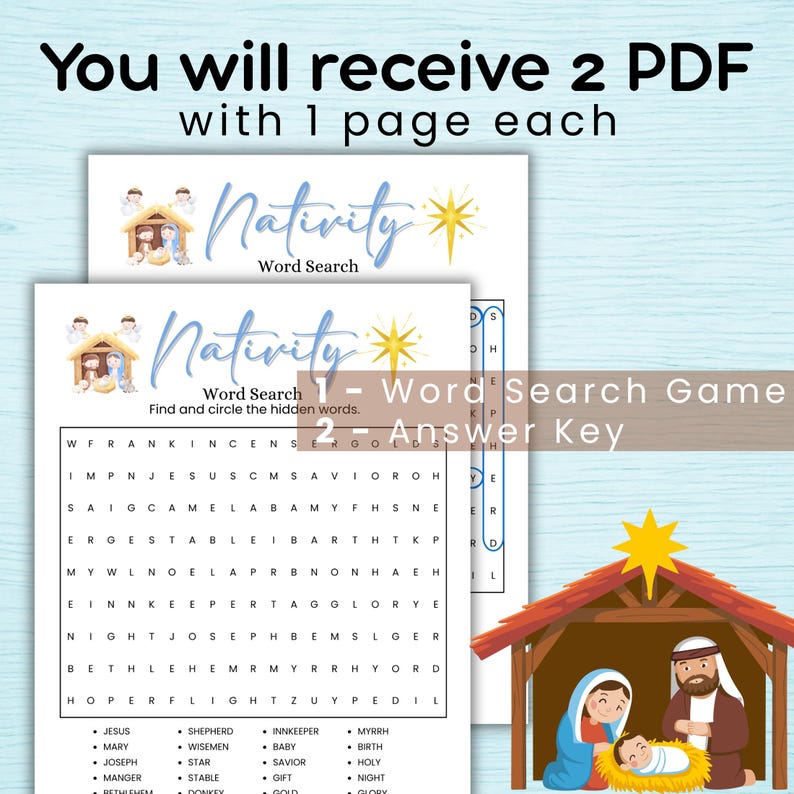 Nativity Word Search Printable: Christmas Activity for Teens & Adults ...