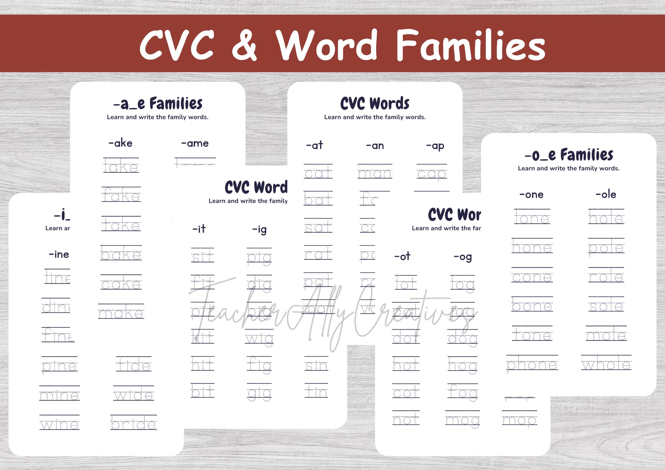 Word Tracing Worksheets: CVC, Sight Words, Handwriting Practice (PDF ...