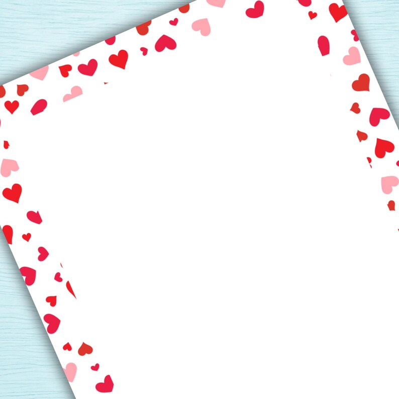 Valentine Hearts Page Borders, Printable Stationery, Love Frames ...