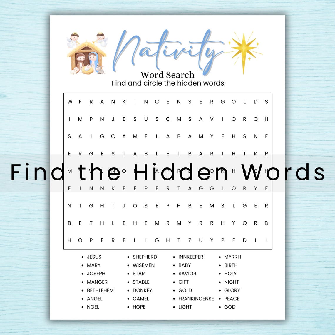 Nativity Word Search Printable: Christmas Activity for Teens & Adults ...