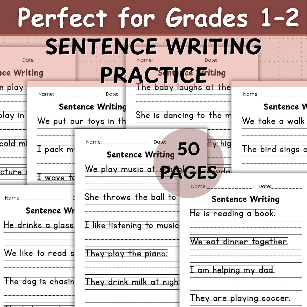 Sentence Writing Practice Worksheets: Build a Sentence, Learn Grammar ...