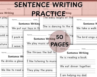 Sentence Writing Practice Worksheets: Build a Sentence, Learn Grammar ...
