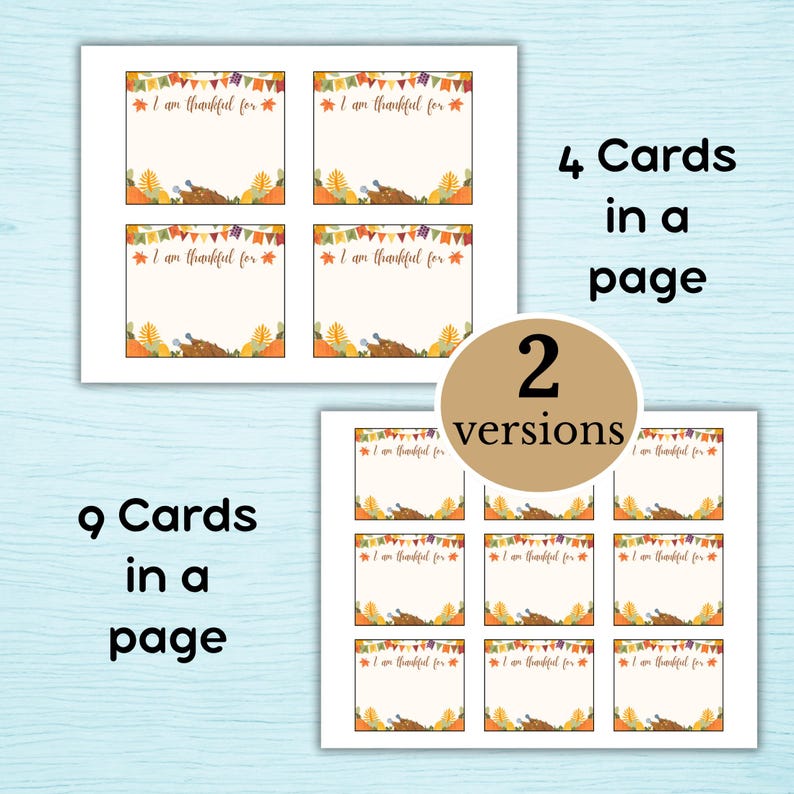 I Am Thankful For, Thanksgiving Gratitude Cards, Kids' Activity ...