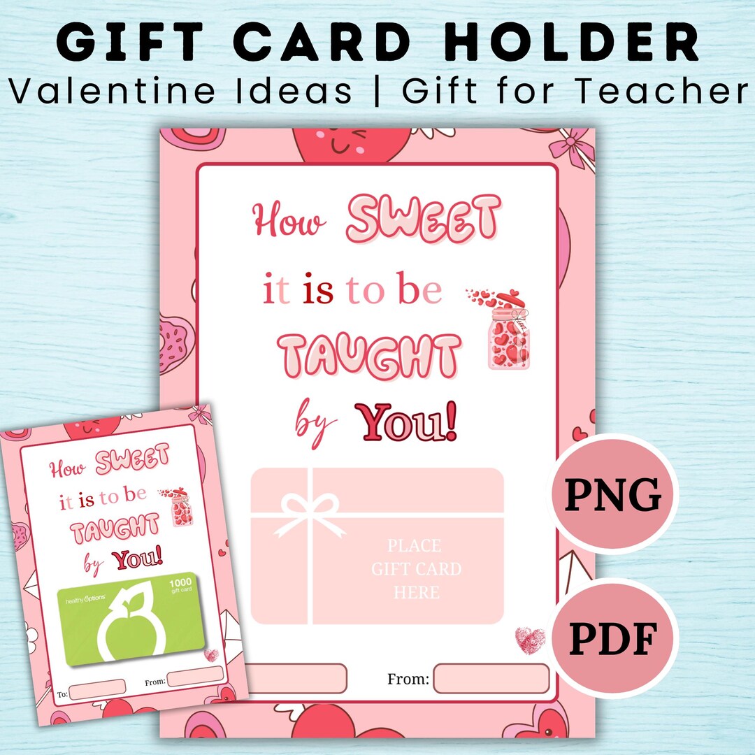 Teacher Valentine Gift Card Holder Printable, Sweet Thank You (digital ...