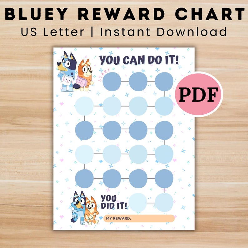 Bluey Reward Chart Printable, Behavior Chart, Daily Kids Chore Poster ...