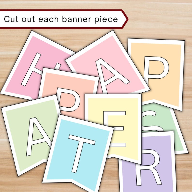 Happy Easter Banner Printable, Pastel Easter Bunting Decor, Classroom ...