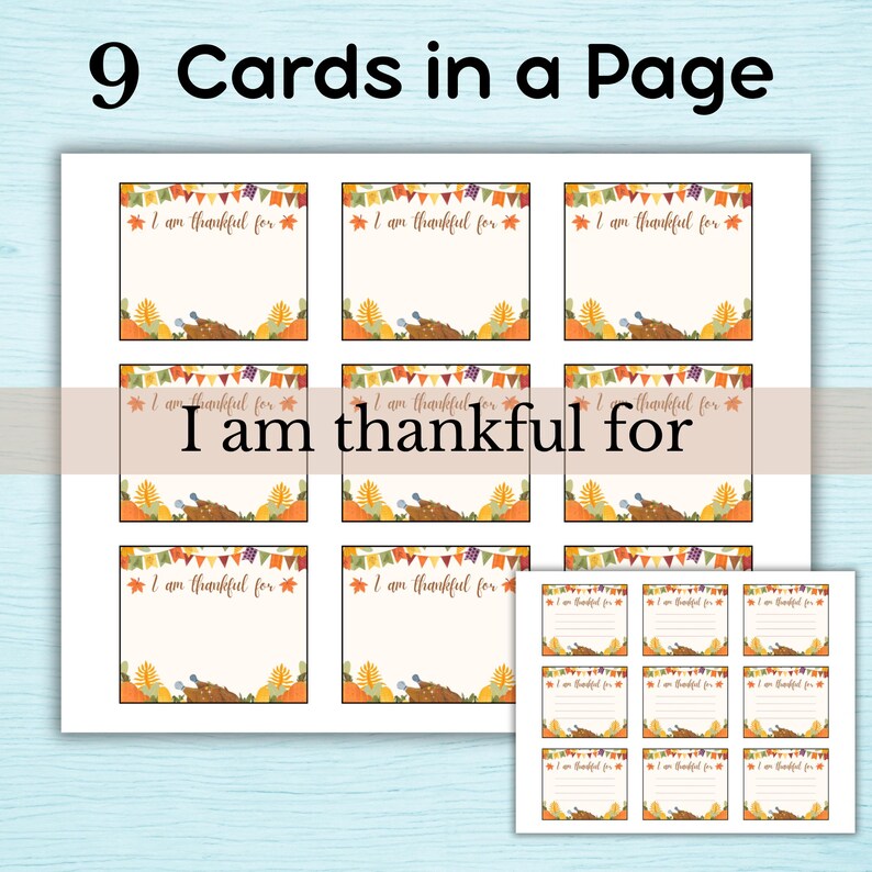 I Am Thankful For, Thanksgiving Gratitude Cards, Kids' Activity ...
