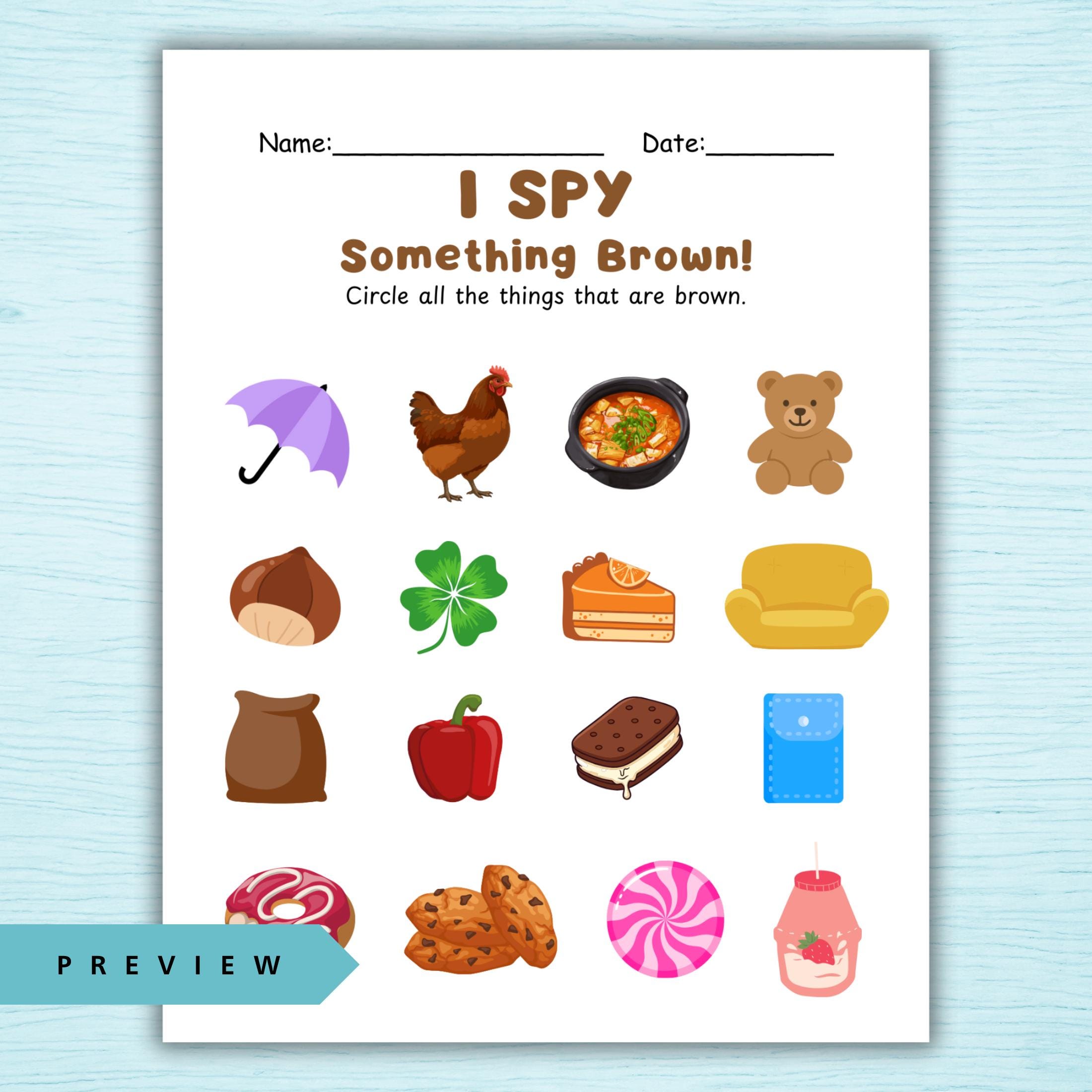 I Spy Colors Printable Worksheets – Kids Learning Activity (digital ...