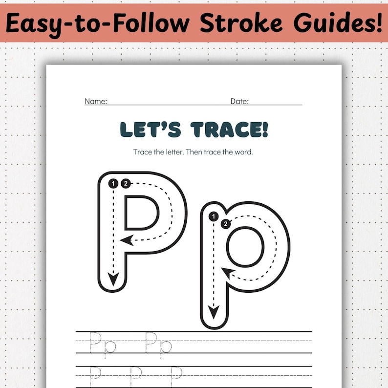 Preschool Alphabet Tracing Worksheets, ABC Tracing Book, Letters-words ...