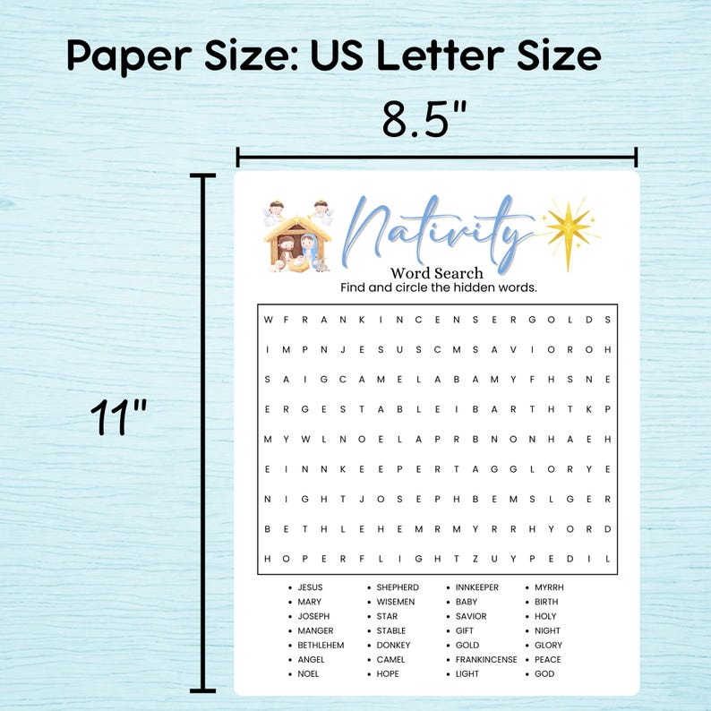Nativity Word Search Printable: Christmas Activity for Teens & Adults ...