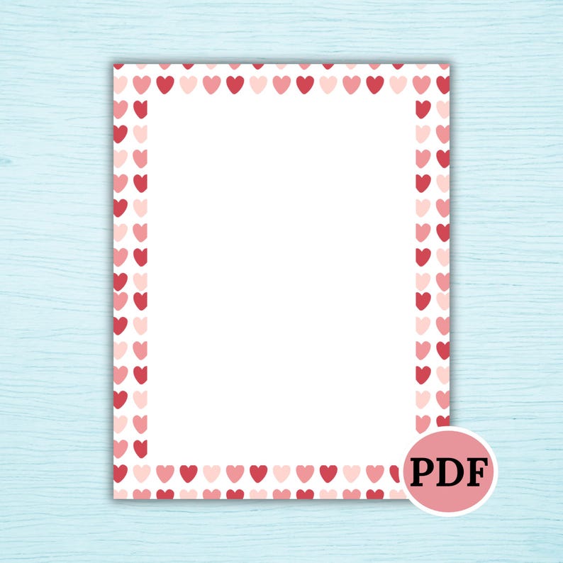 Valentine Hearts Page Borders, Printable Stationery, Love Frames ...