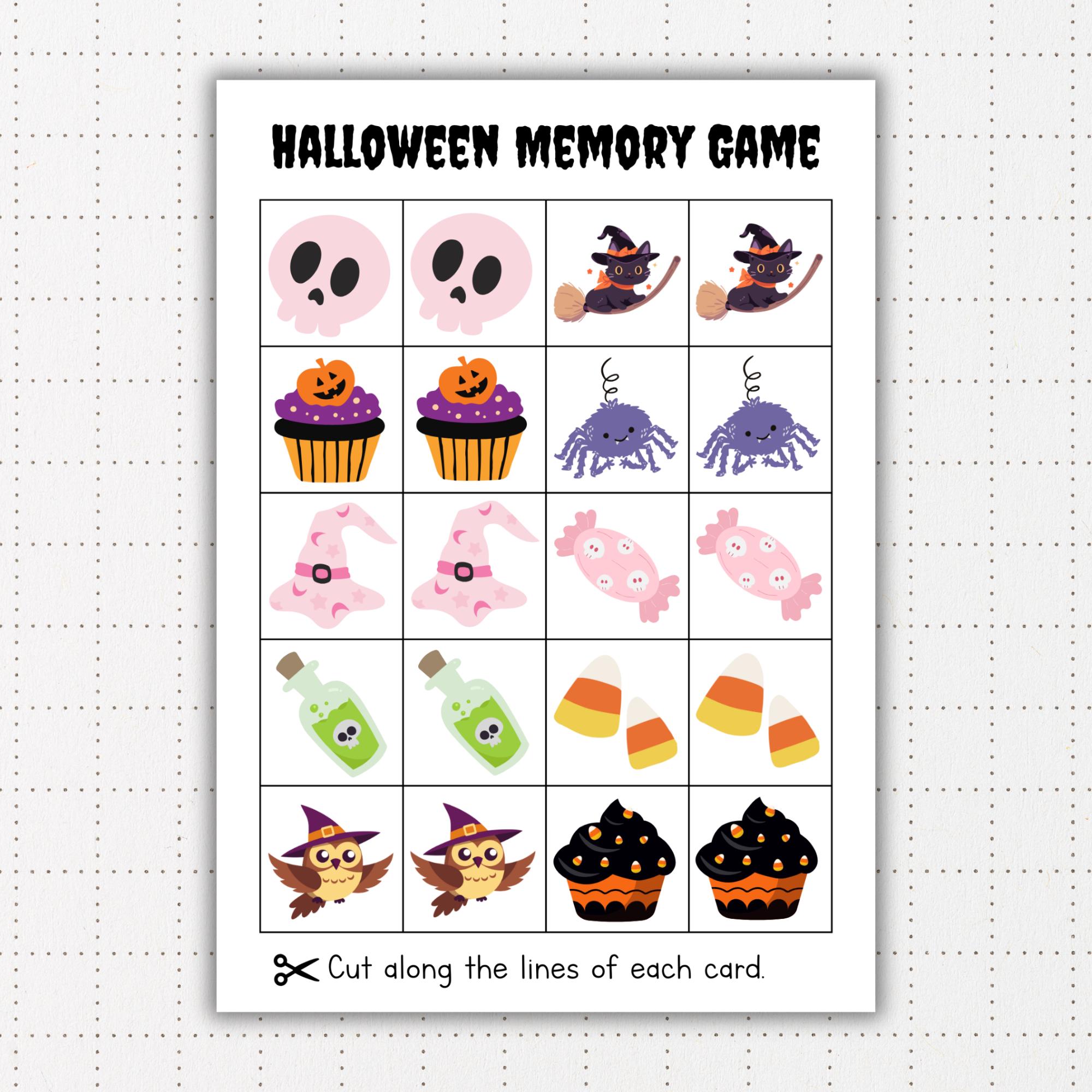 Halloween Memory Game Printable – 30 Spooky Matching Pairs for Kids ...