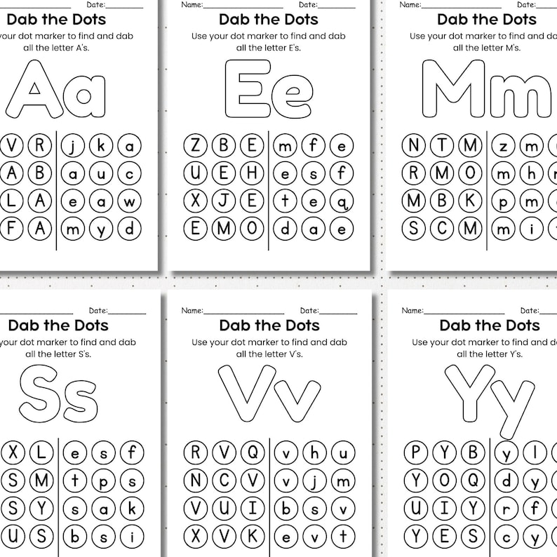 Dab the Dots Worksheets: 50-page Dot Marker Activity Book (PDF Download ...