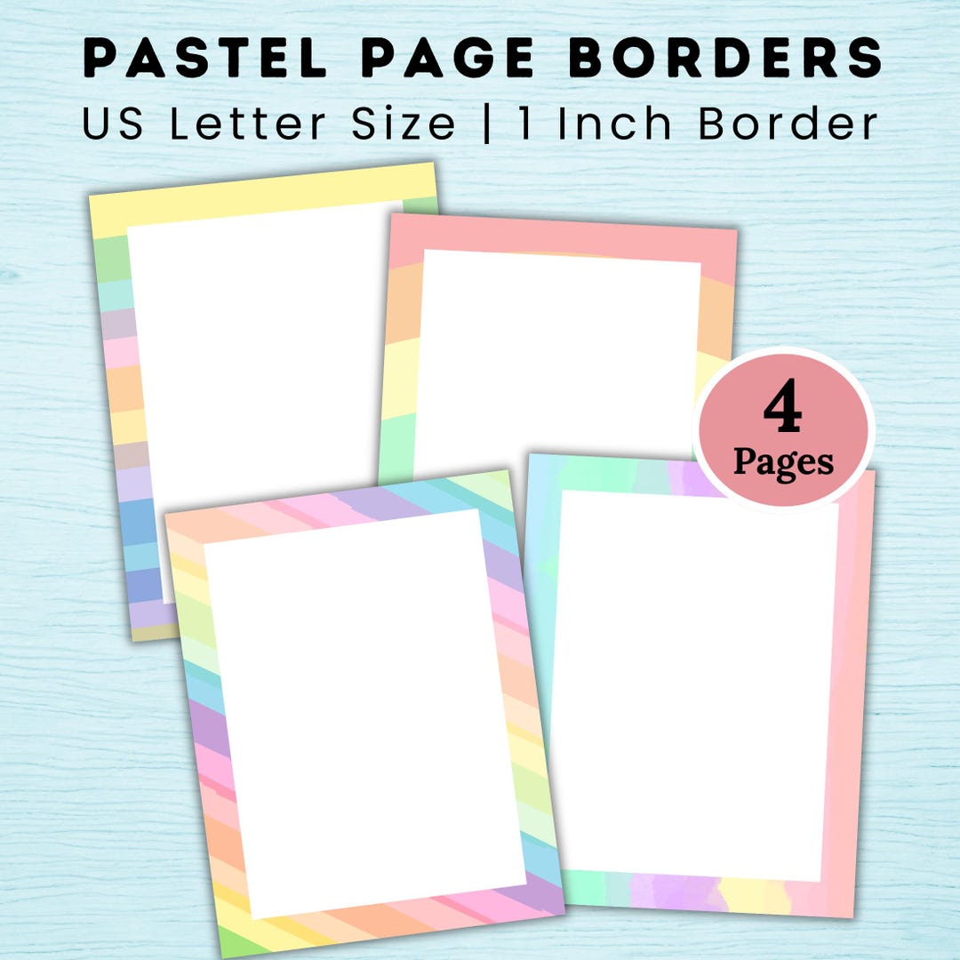 Pastel Page Borders Printable, Soft Rainbow Page Frames, Classroom ...