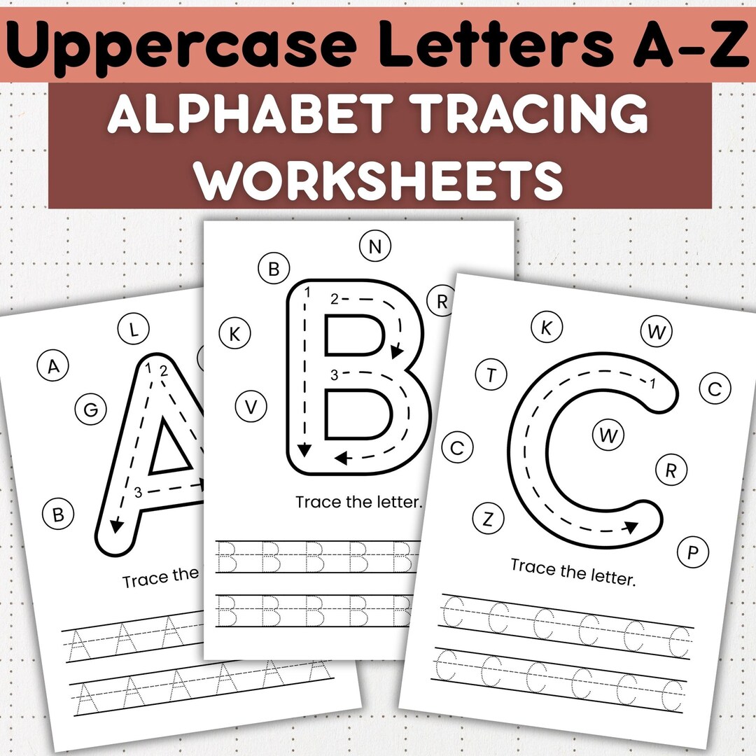 Alphabet Tracing Worksheets Uppercase Letters A–Z | Handwriting ...