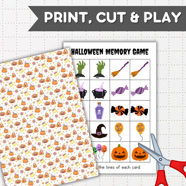 Halloween Memory Game Printable – 30 Spooky Matching Pairs for Kids ...
