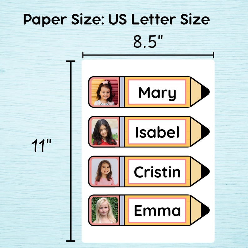 Editable Pencil Name Tags, Classroom Labels With Photos, Student Desk ...