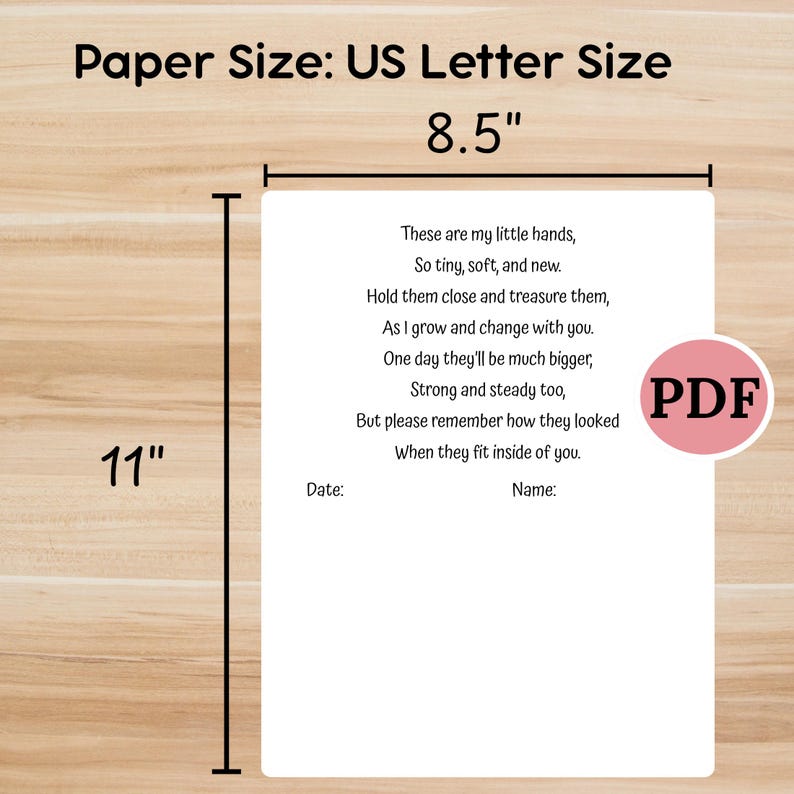 Toddler Handprint Poem Keepsake, DIY Memory Craft Wall Decor, Mother ...
