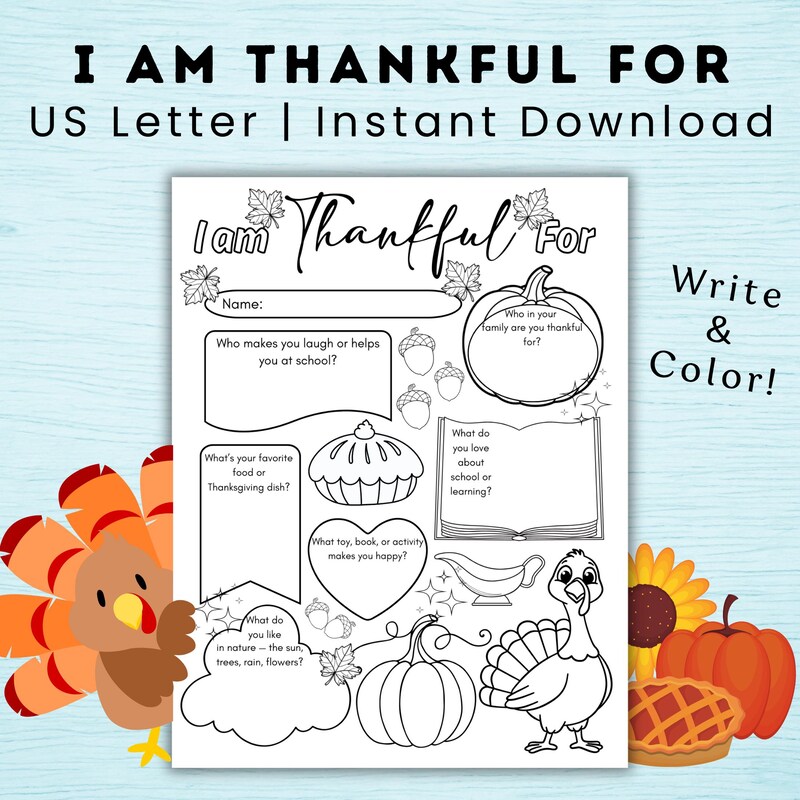 Thankful Worksheets Kids - Etsy