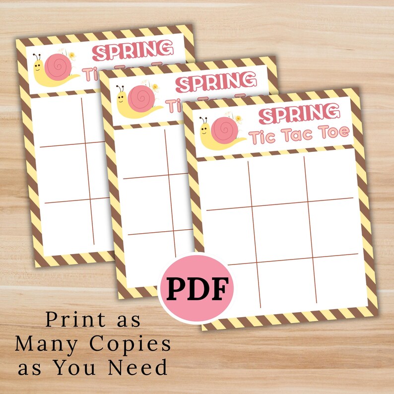 Spring Tic Tac Toe Game, Kids Activity, Flowers Butterflies (digital ...