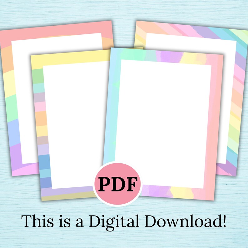 Pastel Page Borders Printable, Soft Rainbow Page Frames, Classroom ...