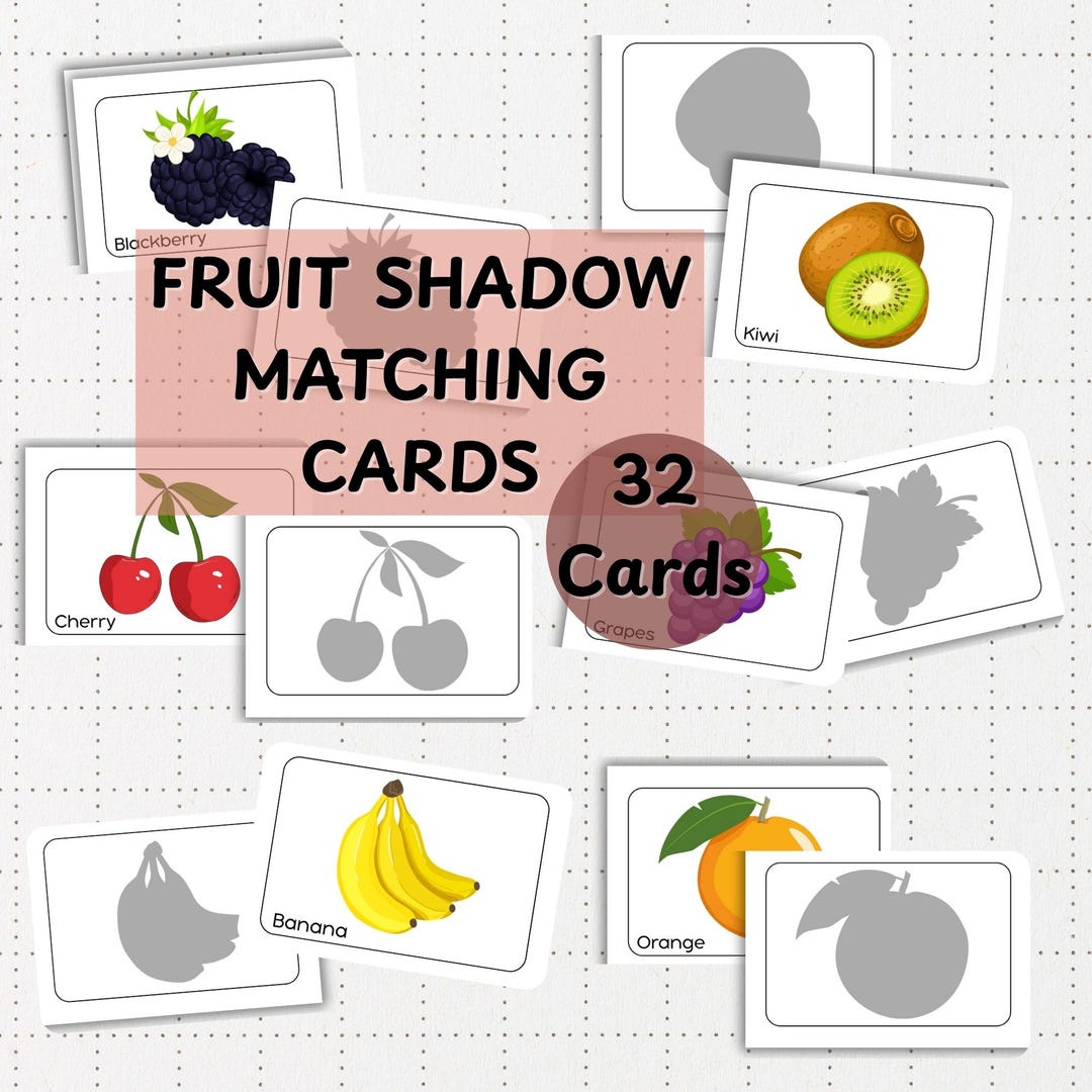 Fruit Matching Game: 32 Printable Cards for Toddlers, Fruit Flashcards ...
