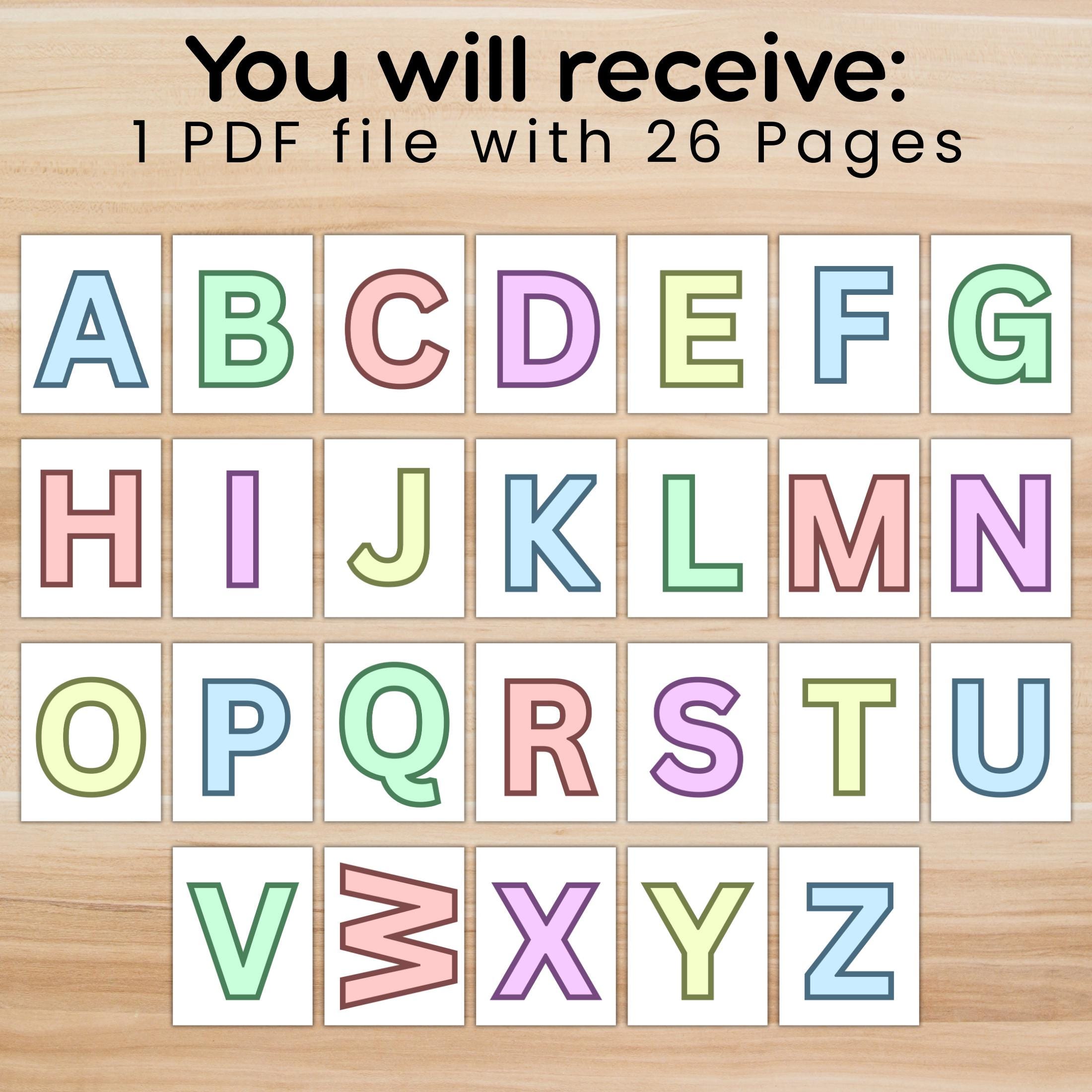 Pastel Alphabet Letters, Classroom Bulletin Board Decor, Large ...