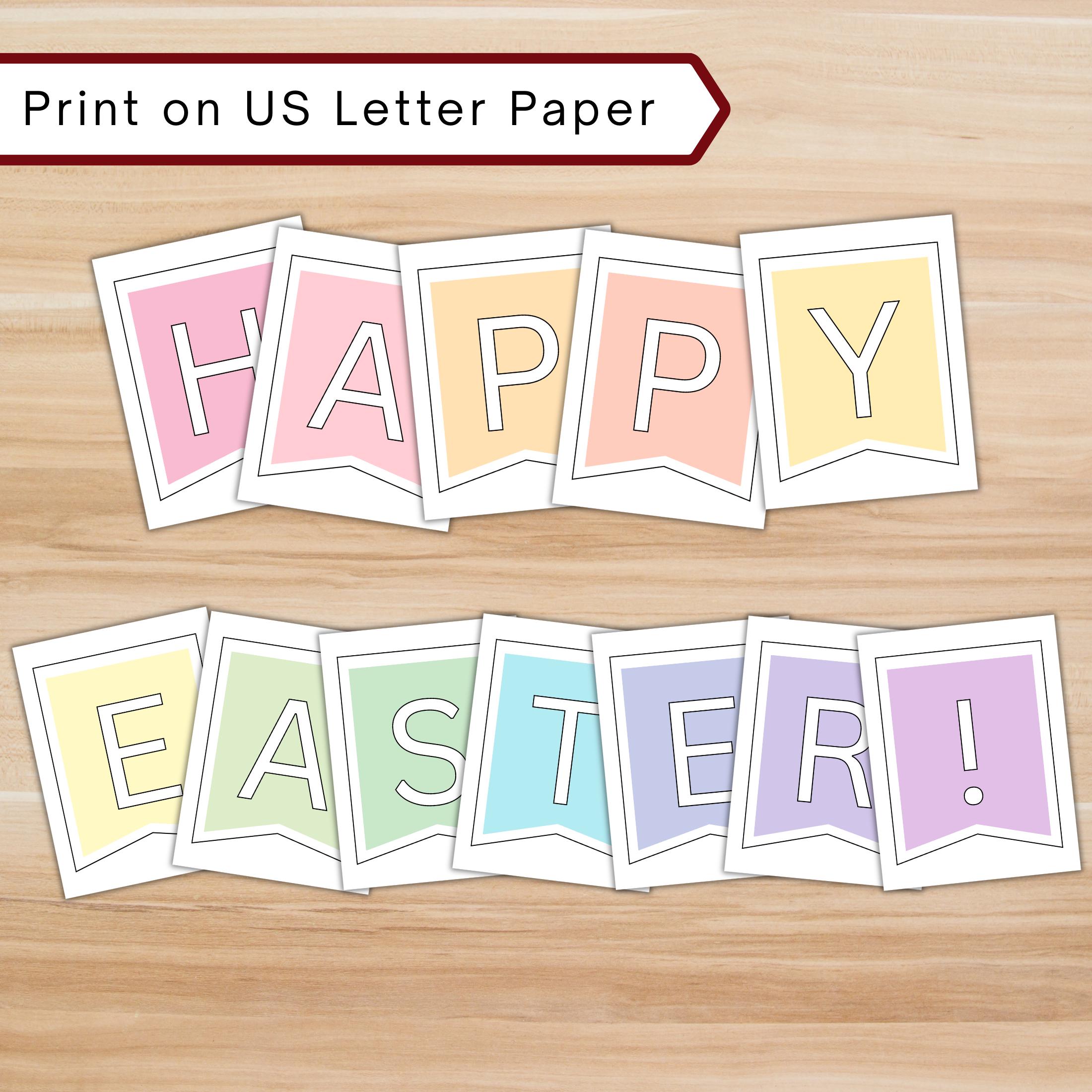 Happy Easter Banner Printable, Pastel Easter Bunting Decor, Classroom ...