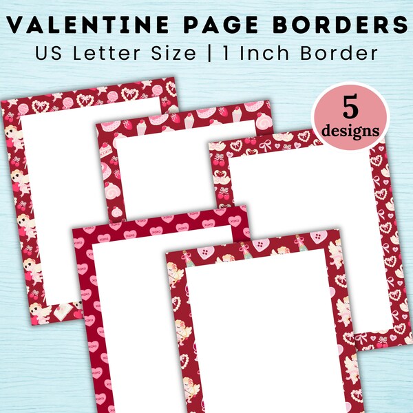 February Page Borders - Etsy