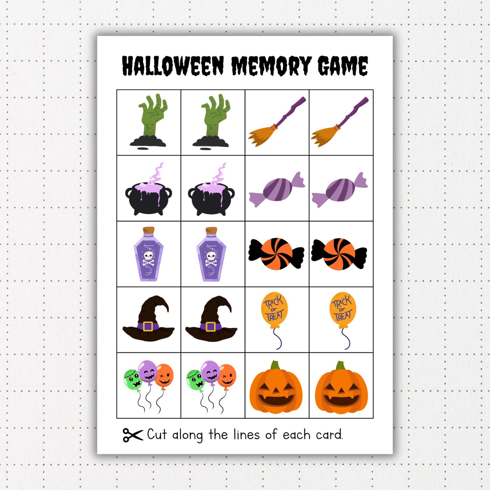 Halloween Memory Game Printable – 30 Spooky Matching Pairs for Kids ...