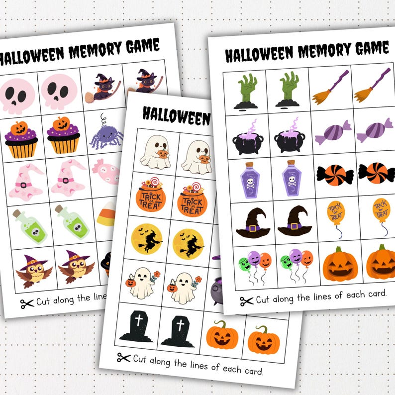 Halloween Memory Game Printable – 30 Spooky Matching Pairs for Kids ...