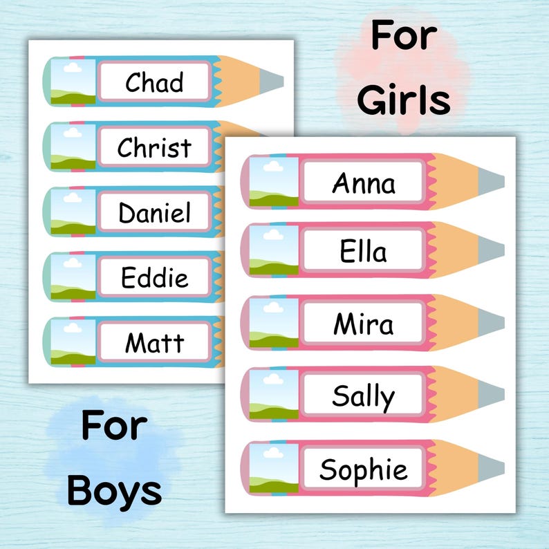 Pencil Theme Classroom Name Tags With Pictures - Printable Canva ...
