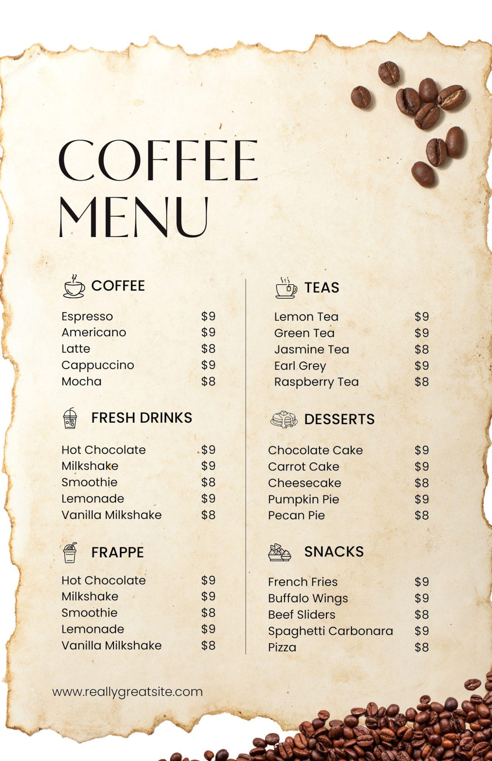 Cafe Menu - Etsy